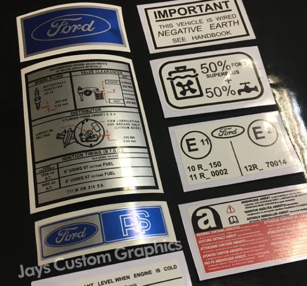 FORD Escort 8 pce Warning sticker kit – Jays Custom Graphics